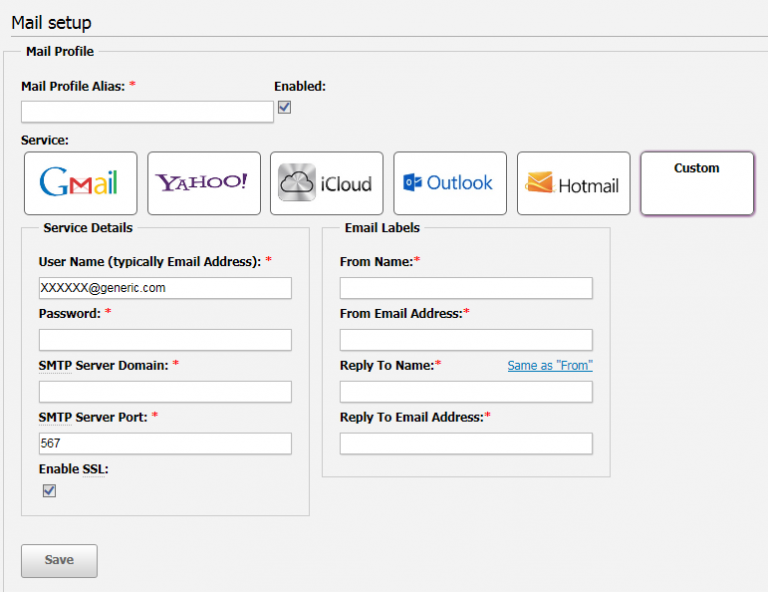 EMail profiles to personalize outgoing email